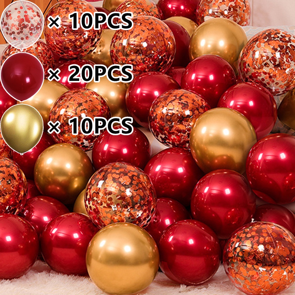 Red Gold Confetti Latex Balloons Wedding Globos Birthday Baby Shower ...