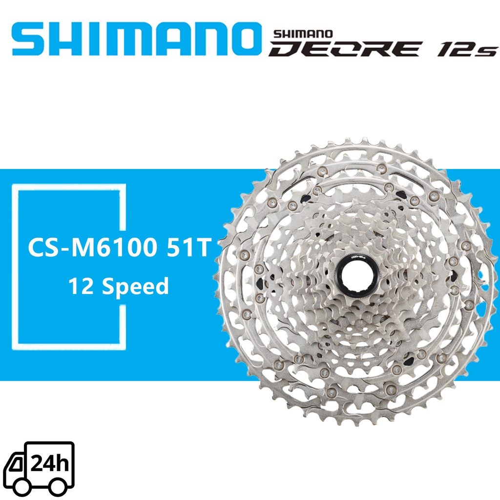 Shimano DEORE M6100 12 Speed Cogs Mountain Bike MTB Freewheel 10-51T Cogs Micro Spline Cassette ...