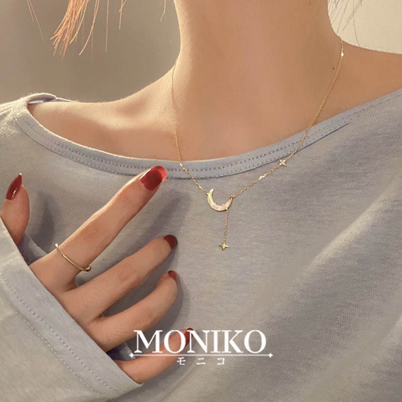 MONIKO Original Design 18k Gold Plated Moon and Star Pendant Necklace ...