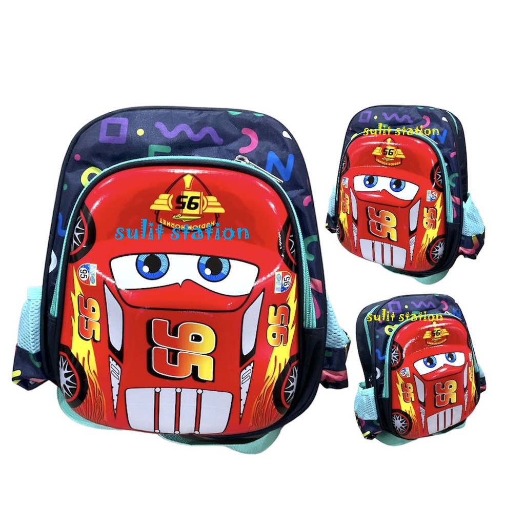 PIXAR CARS LIGHTNING McQUEEN embossed KIDS FASHION SCHOOL BACKPACK BAG ...