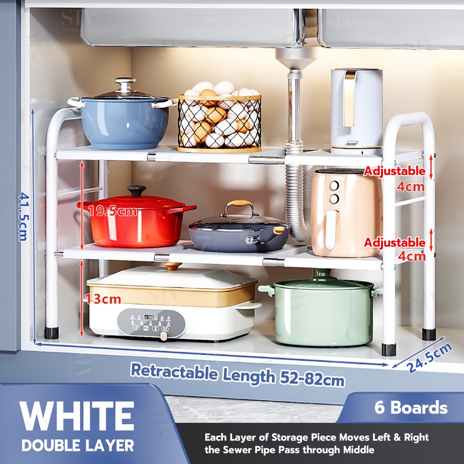 SIV Adjustable Under Sink Organizer Kitchen Under the Sink Rack ...