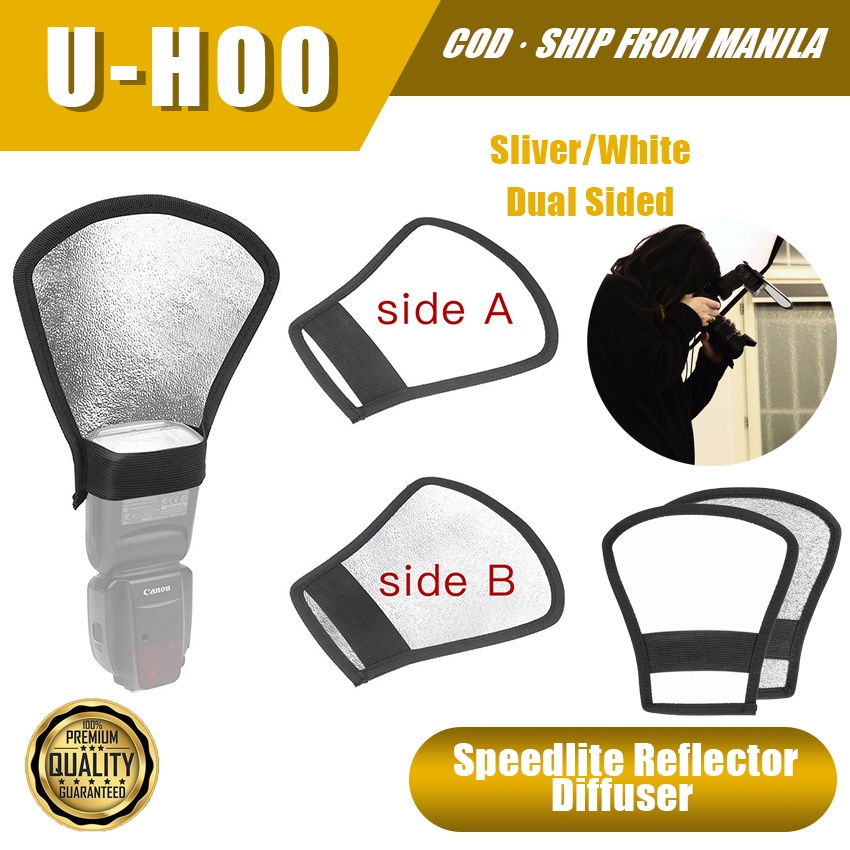Universal 2-in-1 Silver/White Camera Flash Diffuser Photo Flash Light ...