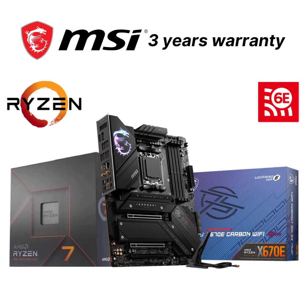 AMD Ryzen 7 7700X Desktop Processor without Cooler with MSI MPG X670E ...