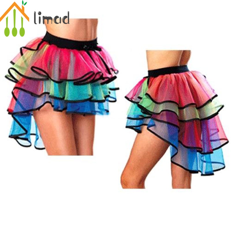 Fashion Women Lady Colorful Mini Skirt Stage Dancing Halloween Costume ...