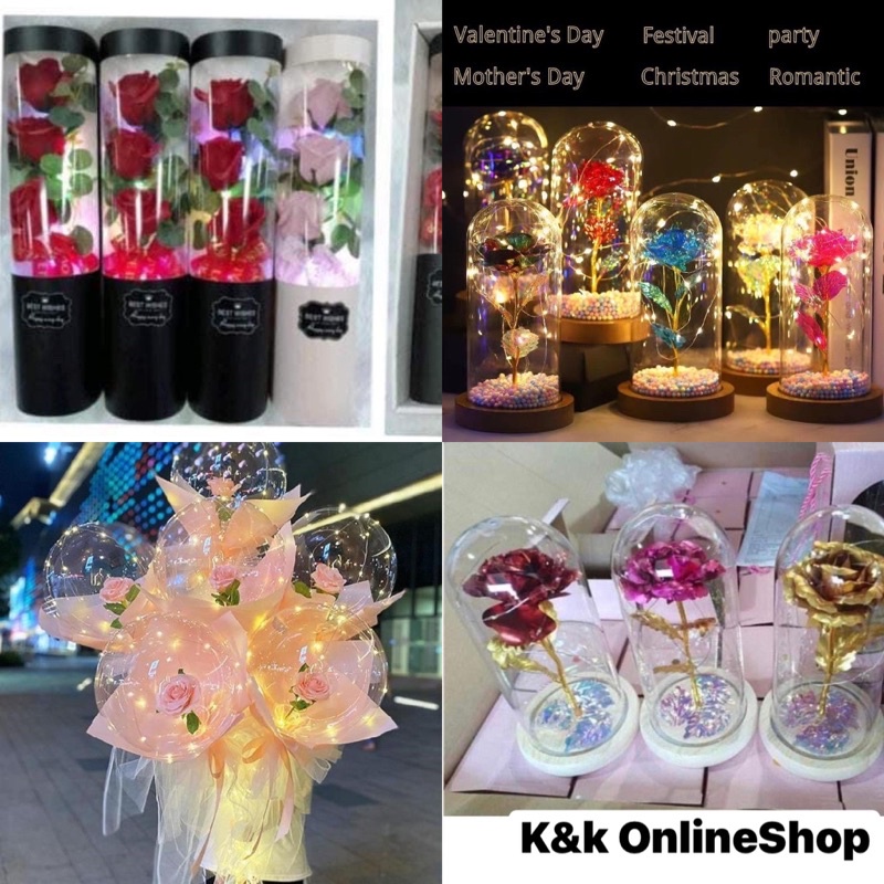 DIY ROSE FLOWER BALLOONS WITH LED LIGHT / KK ONLINESHOP | Shopee ...