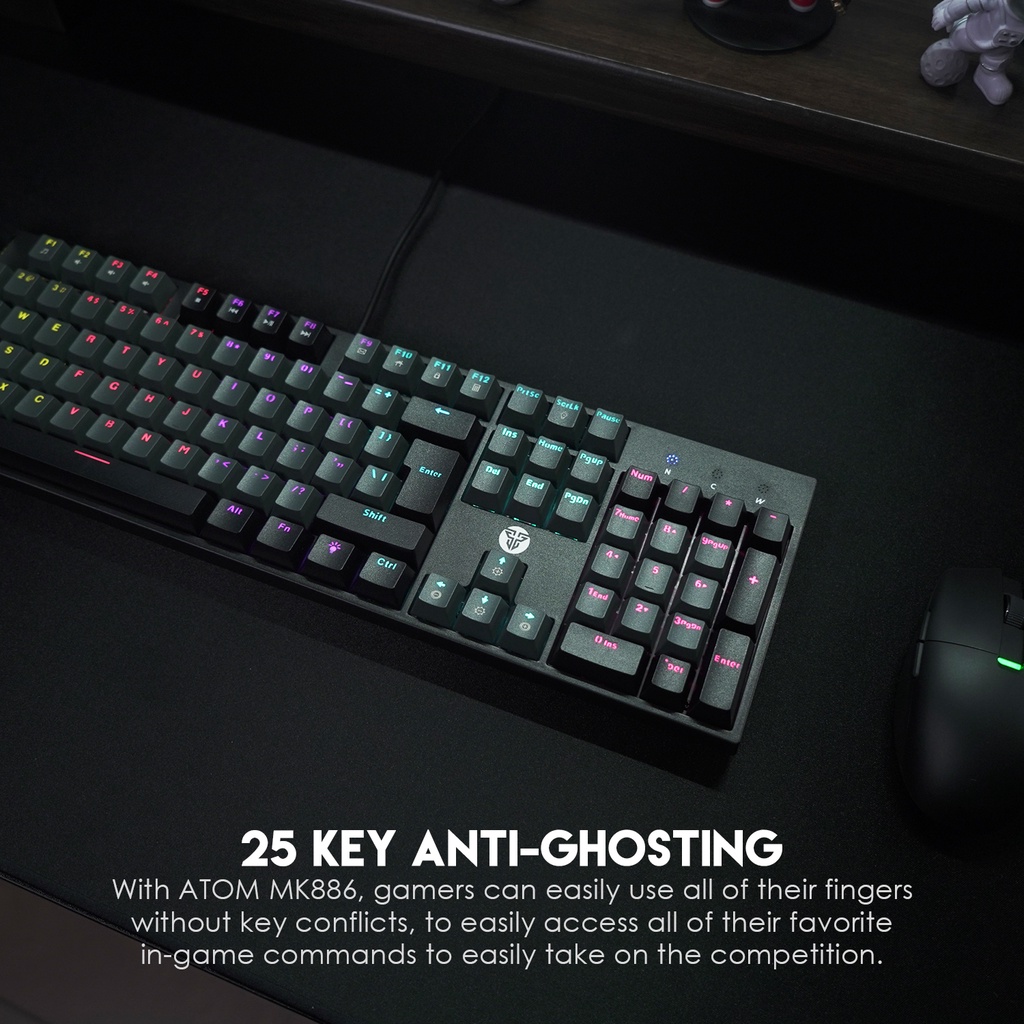 Fantech ATOM MK886 Wired Mechanical Keyboard Full Size and Double ...