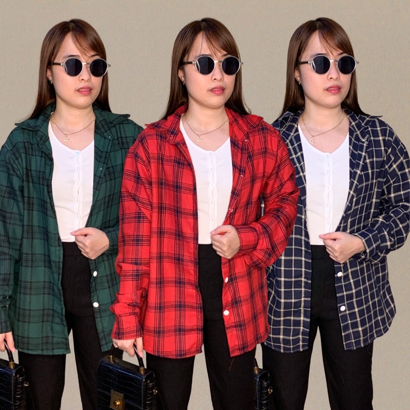 OVERSIZE POLO LONGSLEEVES CHECKERED (UNISEX S TO L) | Shopee Philippines