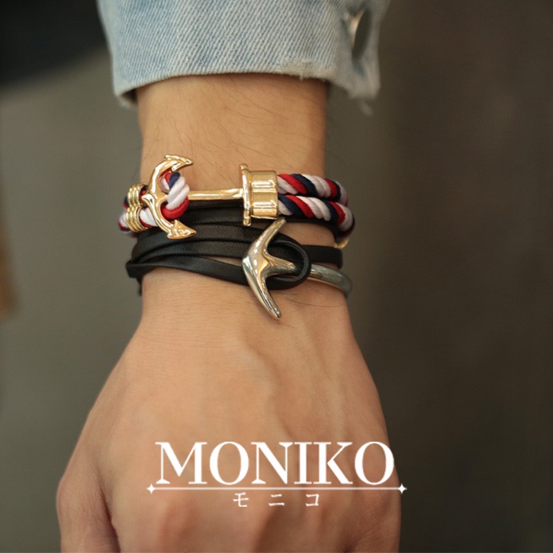 MONIKO Original Design Navy Anchor Bracelet Unisex Men Women Bracelet ...