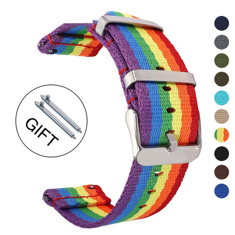 Quick Release Watch Strap for Men Women Premium Nylon NATO Rainbow ...