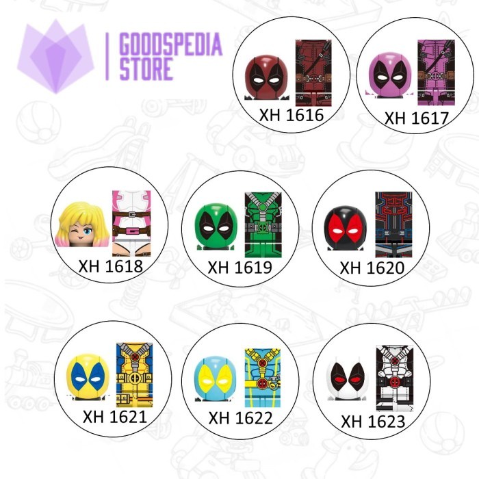 Mini Figure 0302 - Deadpool Pink Deadpool Gwenpool Deadpool X Green ...