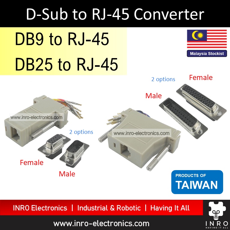 D-sub to RJ45 Network DB9 to RJ-45 DB25 to RJ-45 RS232 to Network 9pin ...