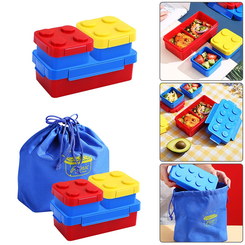 Children Sealed Lunch Box Portable Fun Creative Building Blocks ...
