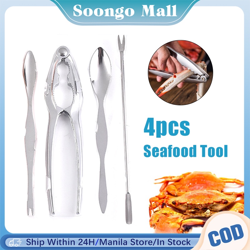 4PCS Seafood Tool Set Crab Shrimp Pliers Walnut Opener Shellfish ...