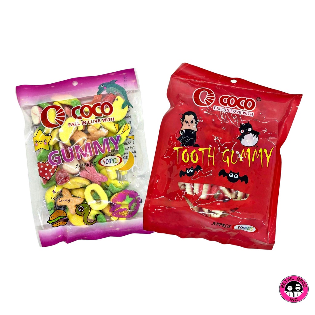 COCO GUMMY (Tooth, Assorted, Gummy Worm) - 50 pieces | Shopee Philippines