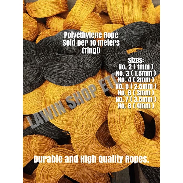 TINGI NYLON ROPE BLACK ORANGE 10 METERS PER ORDER 1MM 1.5MM 2MM 3MM 4MM 5MM Polyethylene LUBID ...