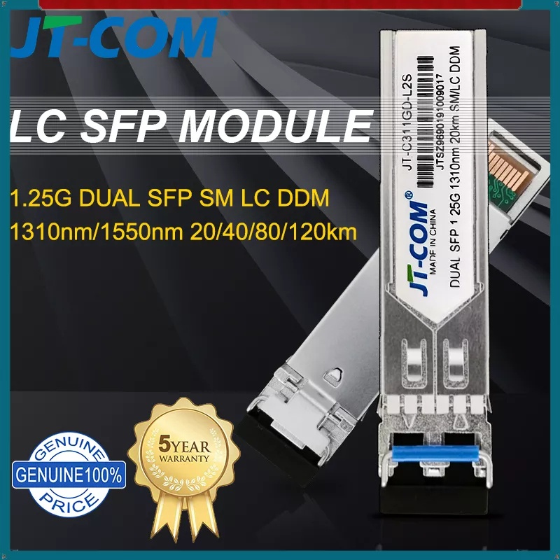 JT-COM 1.25G SFP Module with DDM, LC DUPLEX Gigabit Single Module sfp ...