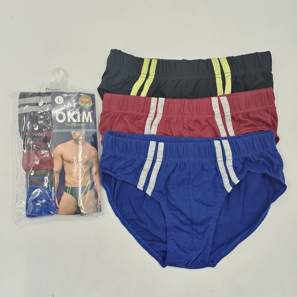 3 in 1 OKIM Cotton Brief Underwear Stripe Design For Men | Shopee ...