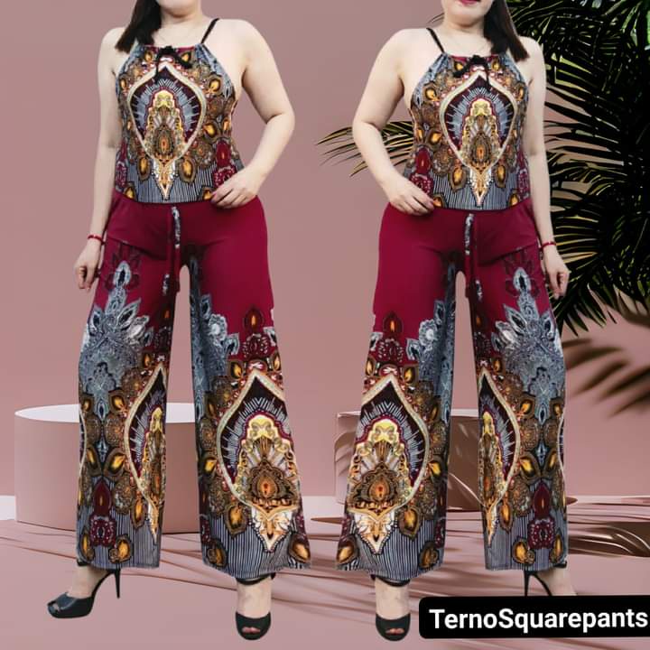 D85 Fashion Elegant Classy Terno Flowy Squarepants Free size up to XL ...