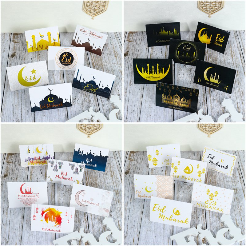 6PCS Paper Eid Greeting Cards Eid Religious Holiday Greeting Cards ...