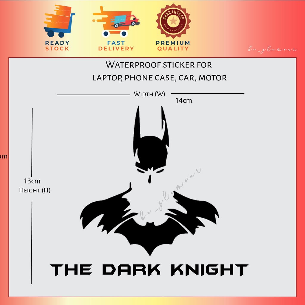Batman Dark Knight DC Reflective Sticker Waterproof Car Bumper Body ...