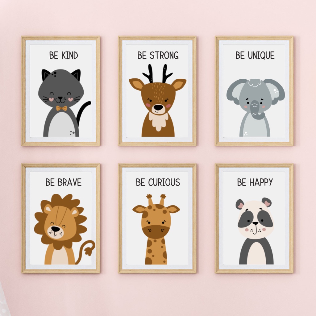 Laminated Safari Boho Nursery Prints Set, wall art, baby room prints ...