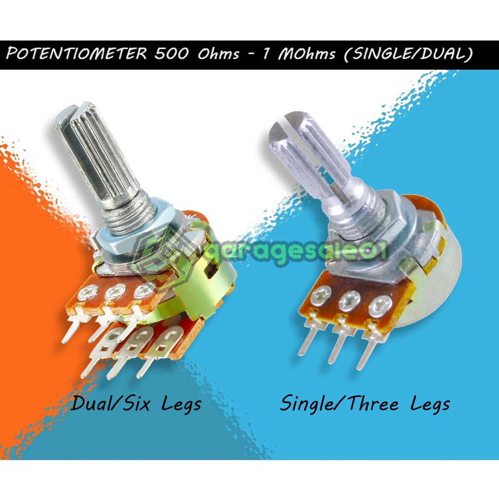 🟨POTENTIOMETER 500 Ohms - 1M Ohms (SINGLE/DUAL) 500 1K 2K 5K 10K 20K ...