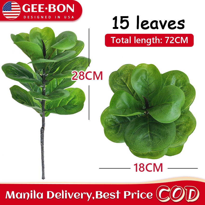 GEEBON Artificial Fiddle Leaf Fig Tree Faux Plants Greenery Green ...