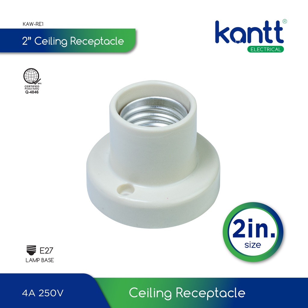 Kantt Electrical 2x2 & 4x4 Ceiling Receptacle E27 | Shopee Philippines