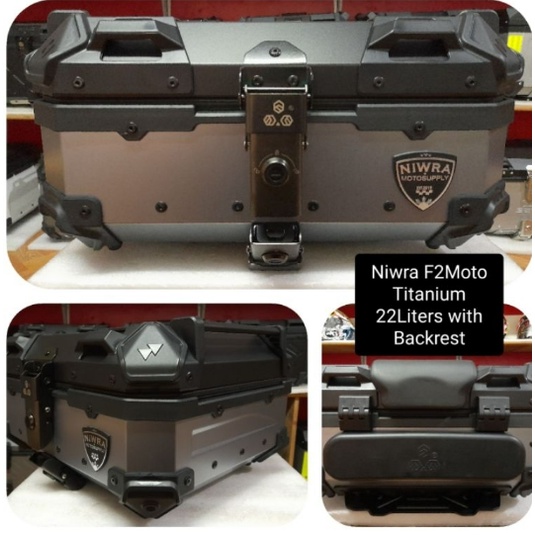 45L NIWRA Raptor V3 Alloy top box with freebies (PURE ALLOY) backrest ...