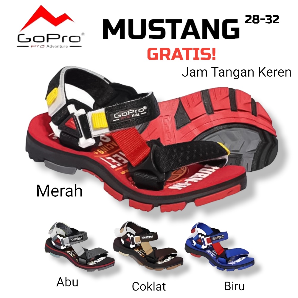 MERAH Gopro Mustang Sandals Mountain Boys Red Blue Sandals Age 3-7 ...