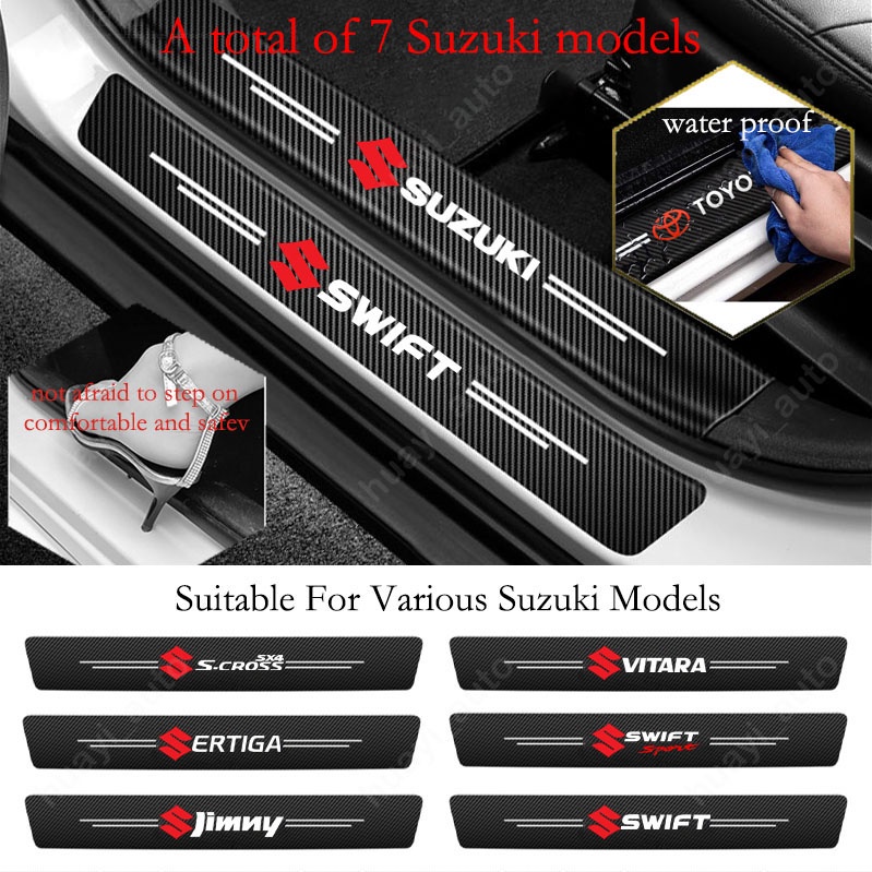 Suzuki Car Door Sill Sticker Anti-Scratch Carbon Fiber leather Sticker ...