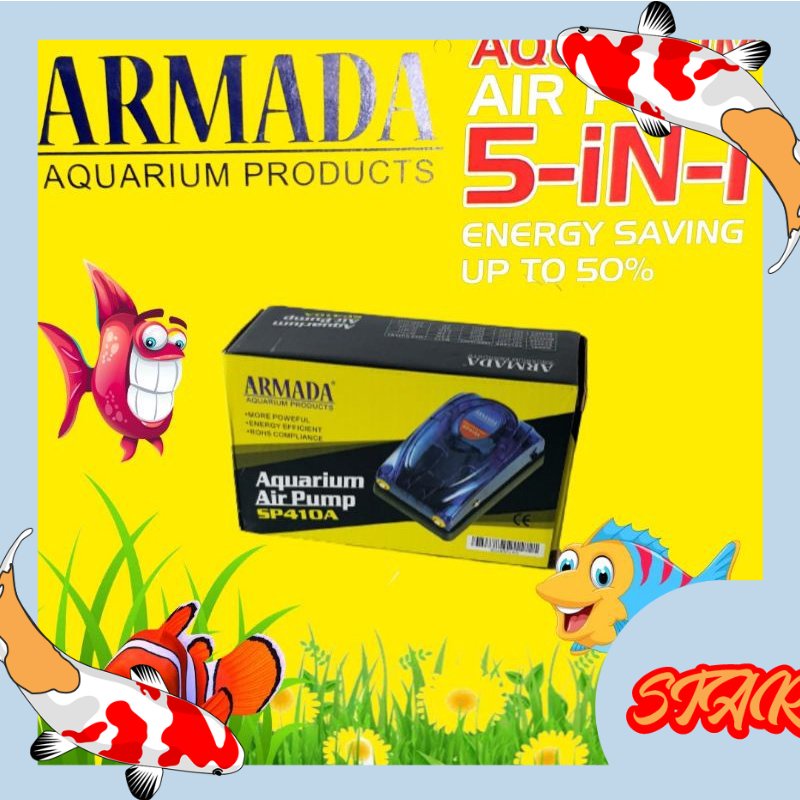 Air PUMP ARMADA sp 350 A 410 A AERATOR AQUARIUM 2 OUTPUT 2 Holes ...