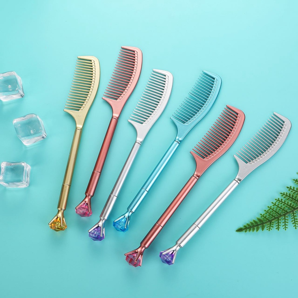 Multi purpose writing pen ballpen with comb handle cover diamond black ...