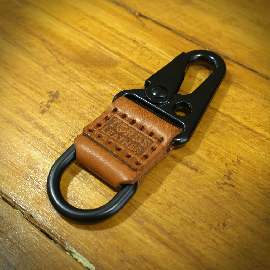 Saddle Tan Leather Key Holder / Chain Black Hook (Vegetable Tanned ...