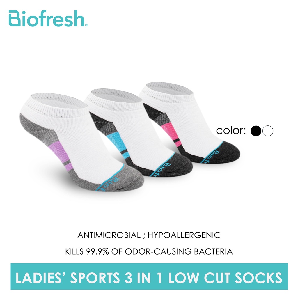 Biofresh Ladies’ Antimicrobial Thick Sports Low Cut Socks 3 pairs in a ...