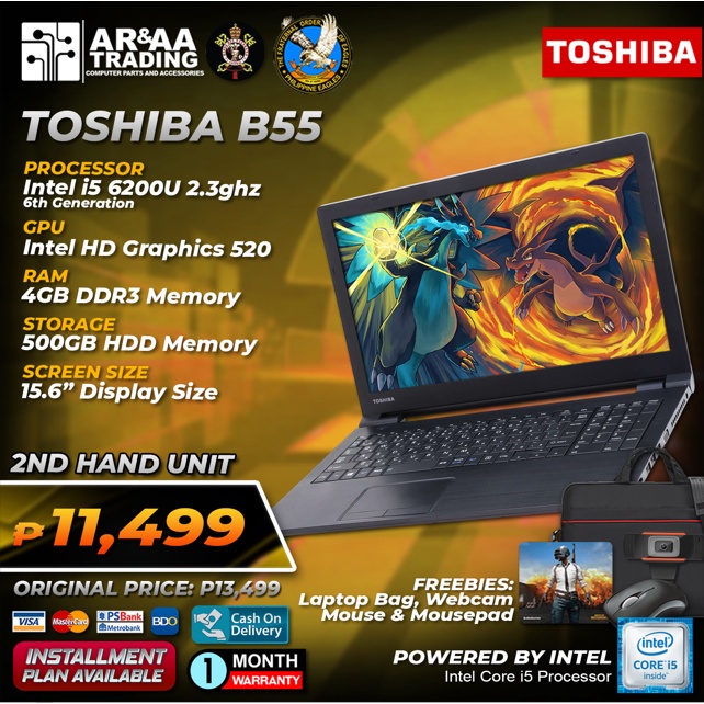 Laptop TOSHIBA B55 Intel Core i5 6200U 2.3ghz 4gb 500GB HDD(6th ...