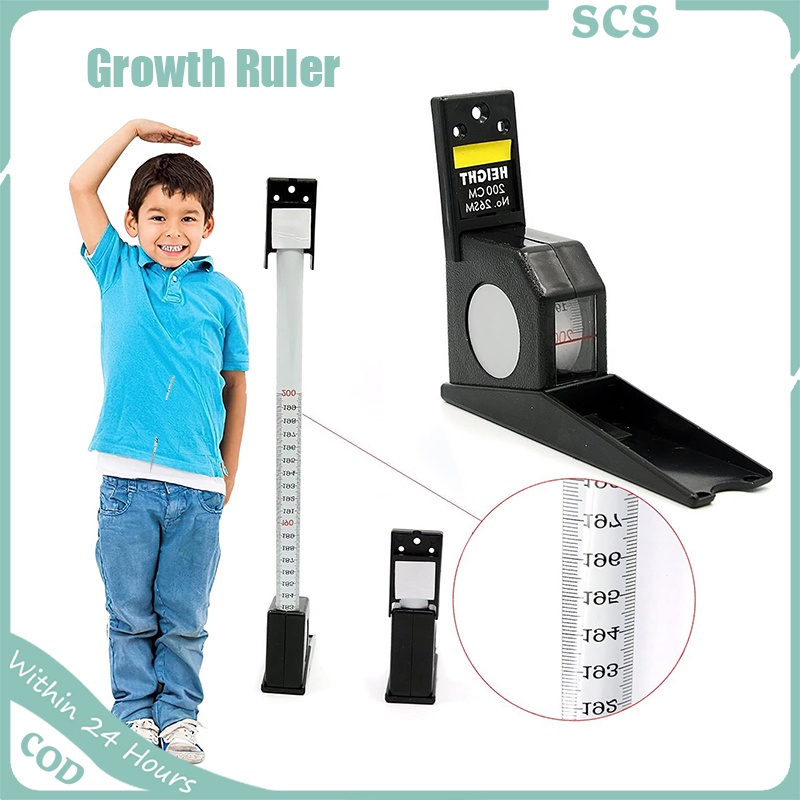 200cm Height Meter Black Wall Mounted Height Meter Growth Ruler ...