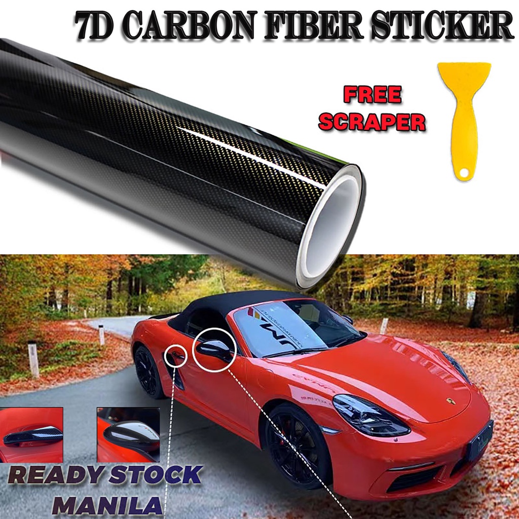 7D Carbon Fiber Sticker Waterproof Vinyl Car Sticker Glossy Black Car ...