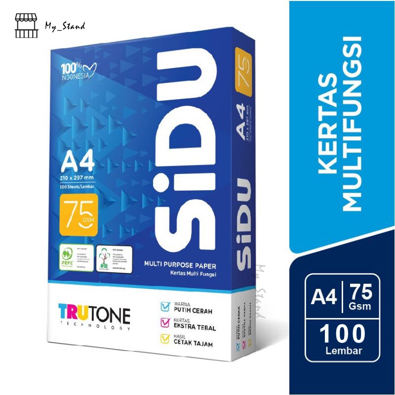 Hvs SiDU Photocopy Paper 75 GSM A4 per 100 Photocopy Sheet print sketch Multipurpose Picture fax ...