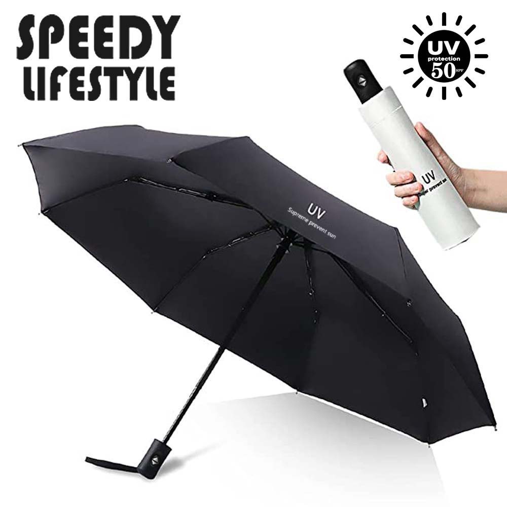 Umbrella 3folds Automatic Black Coated Protection Umbrella | Shopee ...