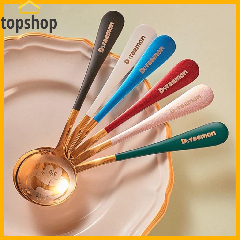 TOPSHOP Doraemon Spoon 304 Stainless Steel Gold Spoon Metal Cutlery ...