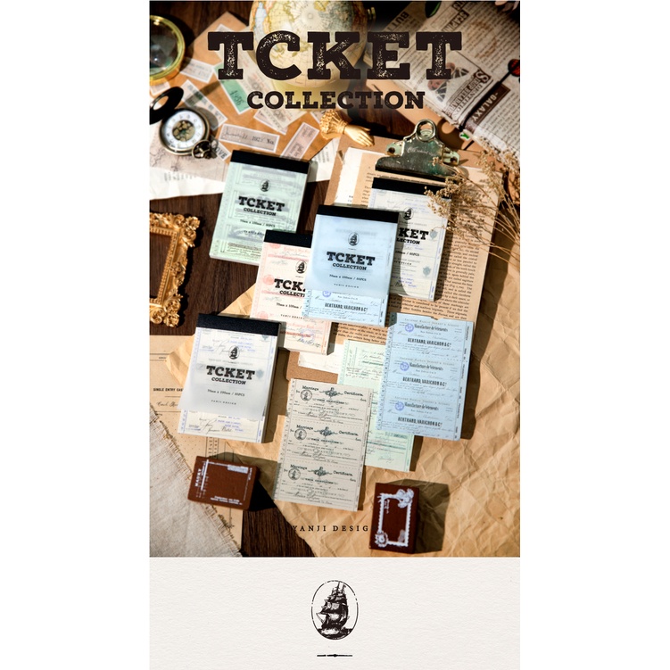 Midoo 50 sheets Vintage Ticket Memo Pads Retro Scrapbooking DIY ...