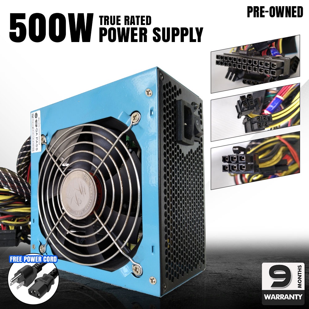 500 Watts Power Supply True Rated PSU With GPU cable 6 pin Assorted ...