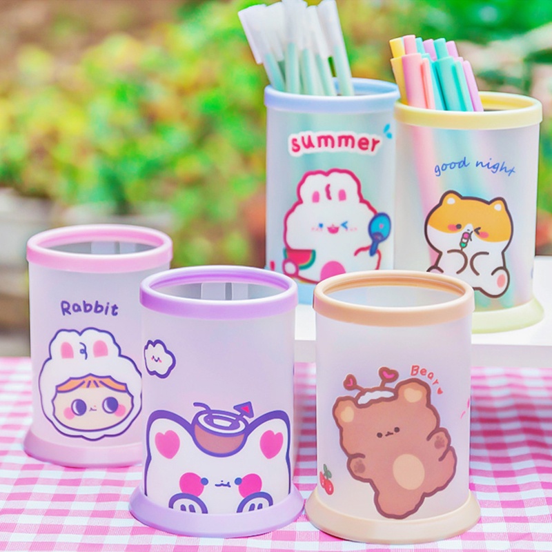 Round folding pen holder ins Stationery Organizer Pen bucket Student ...