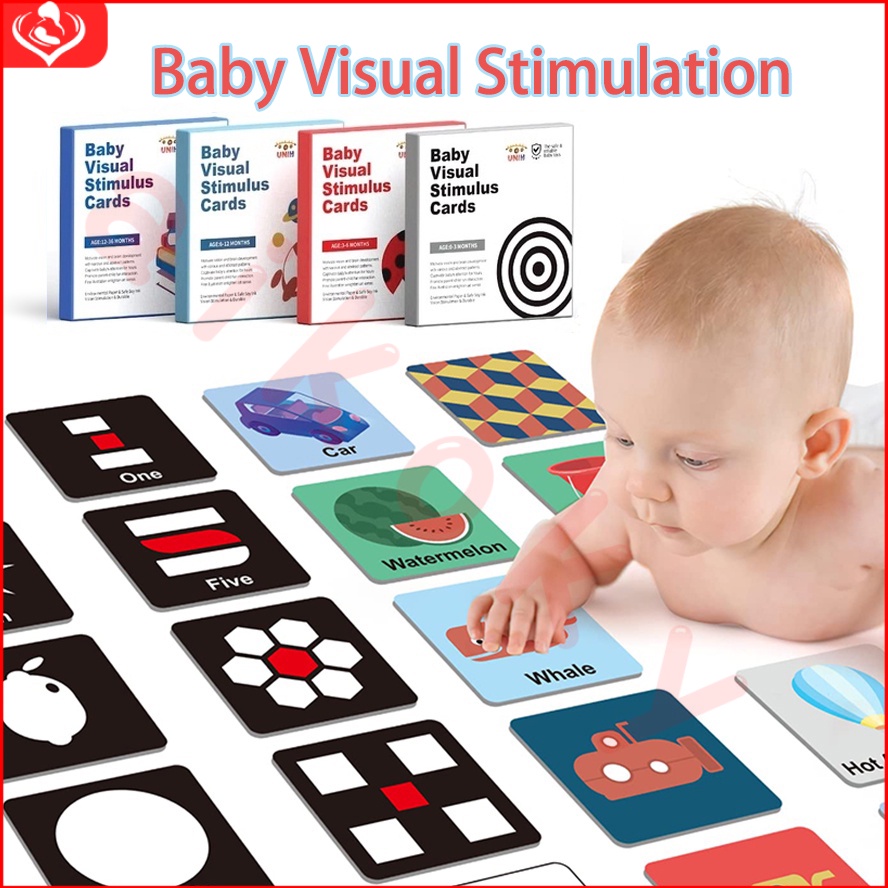 Baby Visual Stimulation Cards Black and White High Contrast Flashcards ...
