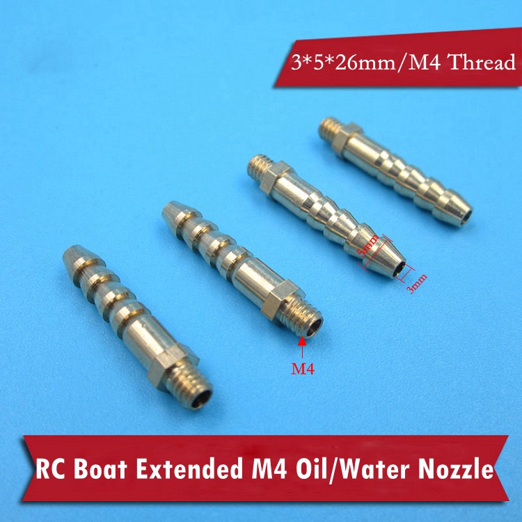 RC Boat Brass Extended M4 Thread water/oil nozzle ESC modified Water ...