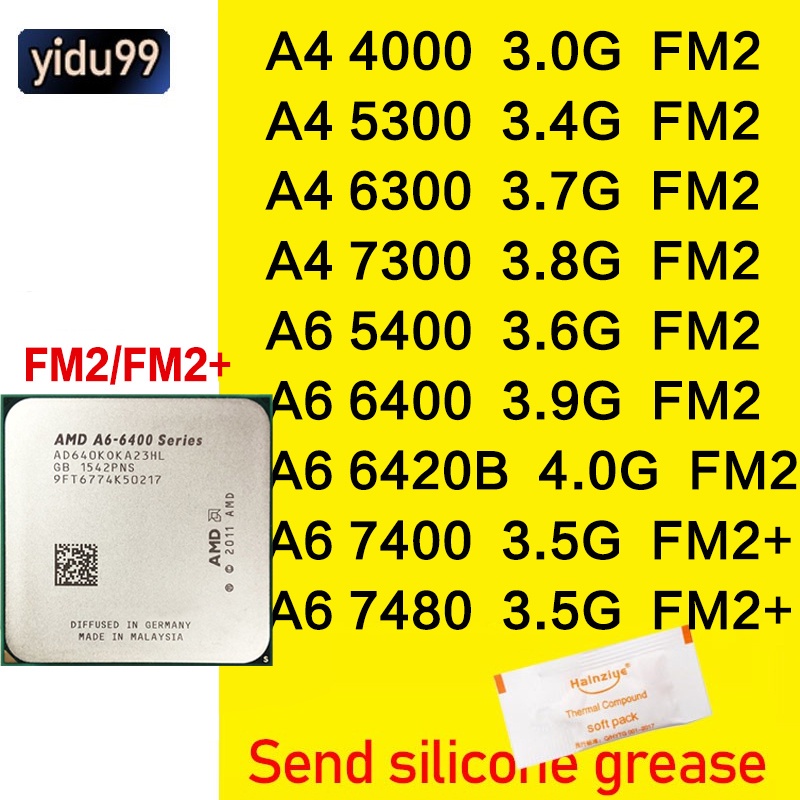 AMD A4 5300 6300 A4 7300 A4 4000 A6-5400K A6 6400 6420B A6 7400K 7400 ...