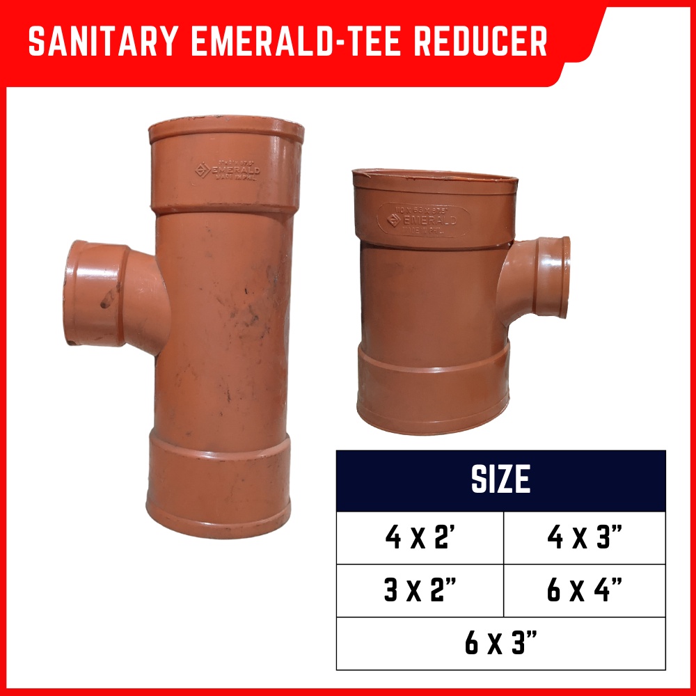 Sanitary PVC Fittings Emerald Tee Reducer (Sizes: 6X4", 6X3") Sold per ...