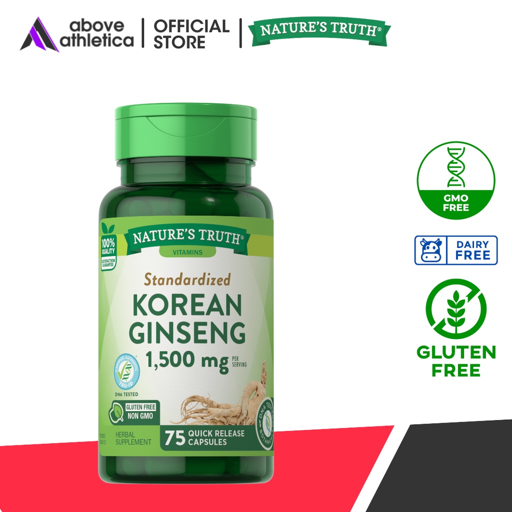 Nature's Truth Korean Ginseng 1,500mg 75 capsules - anti oxidant 500mg per capsule | Shopee ...