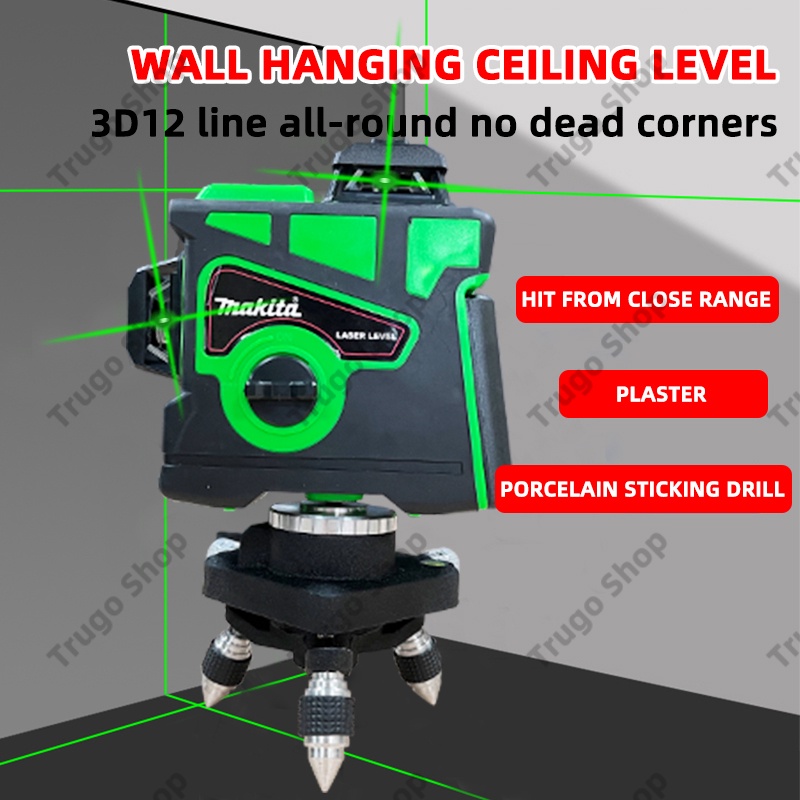 Laser level for construction lazer level tools 360° 12 Line 3D Green ...